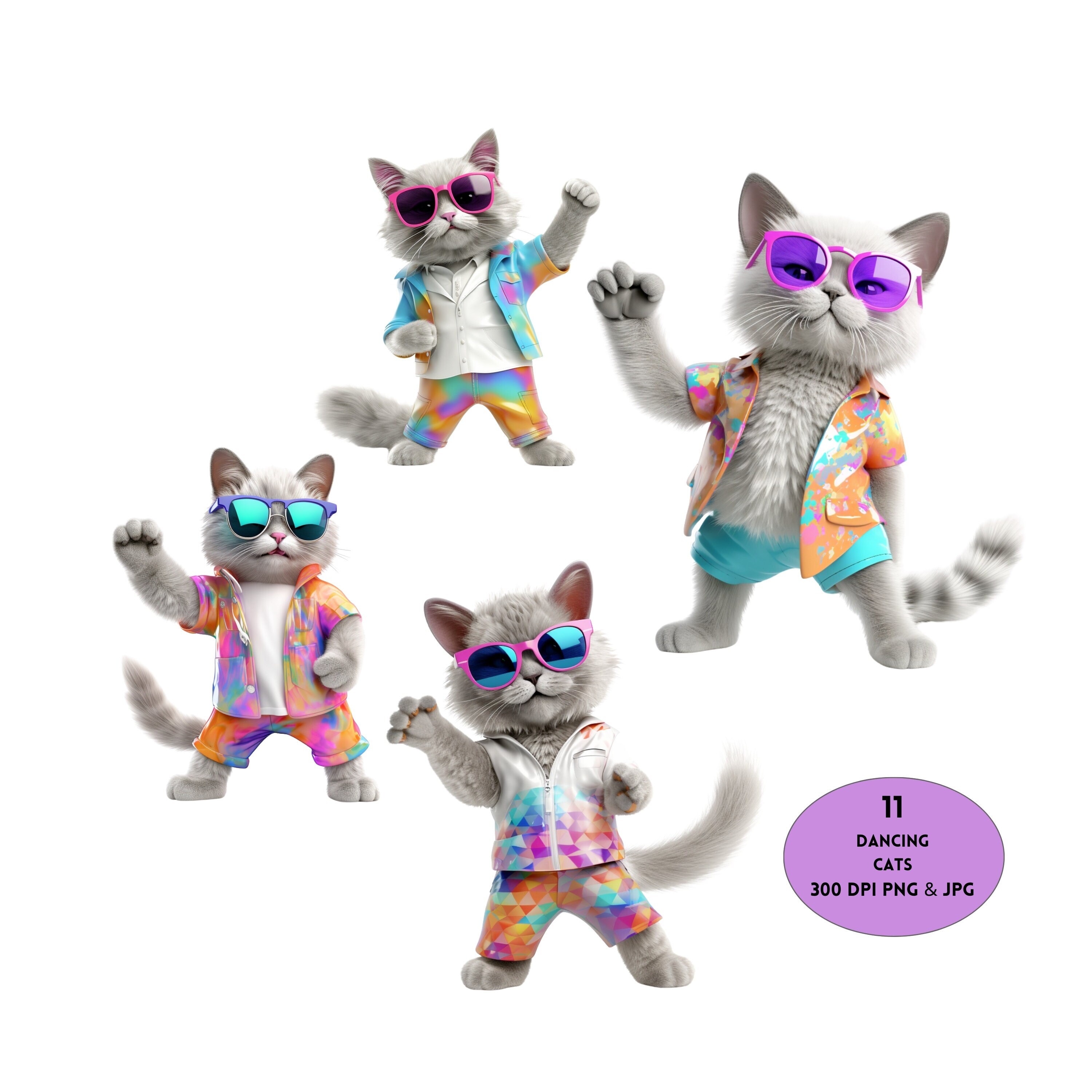 Cool Dancing Cats Clip Art Cats Clipart Jazz Cat Clipart Cat - Etsy