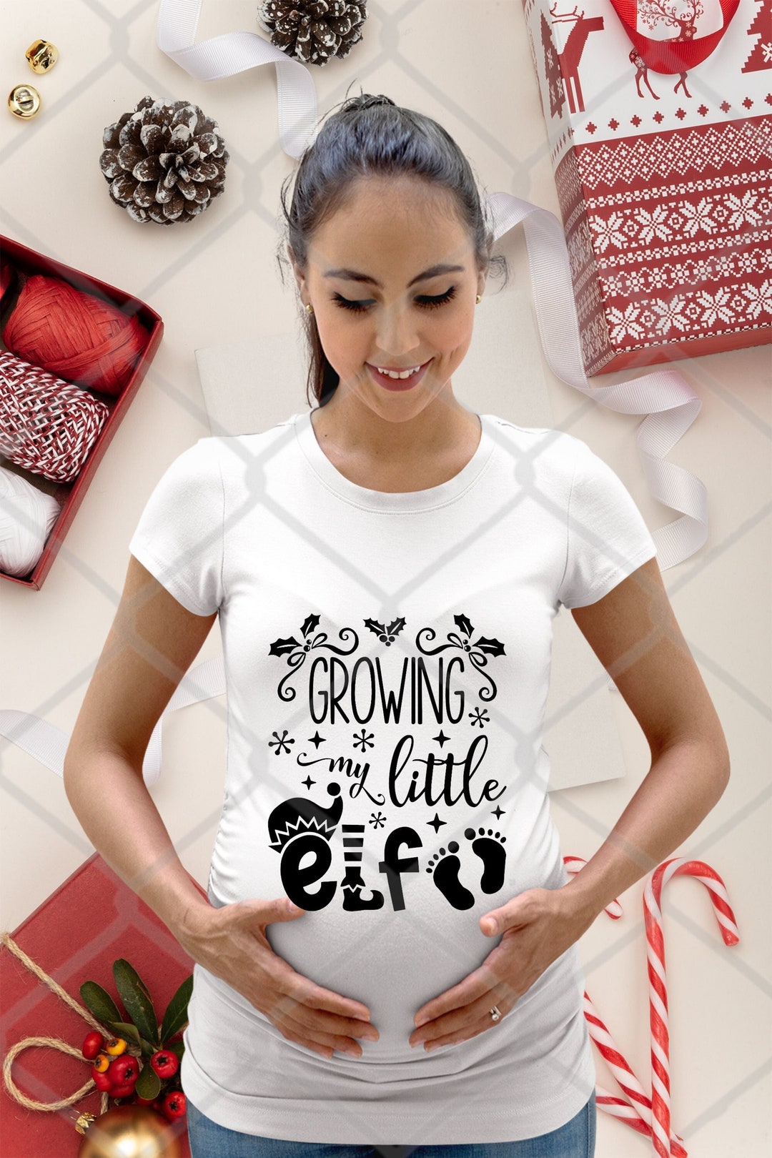 Growing My Little Elf - Christmas Pregnancy Reveal Announcement - SVG ...
