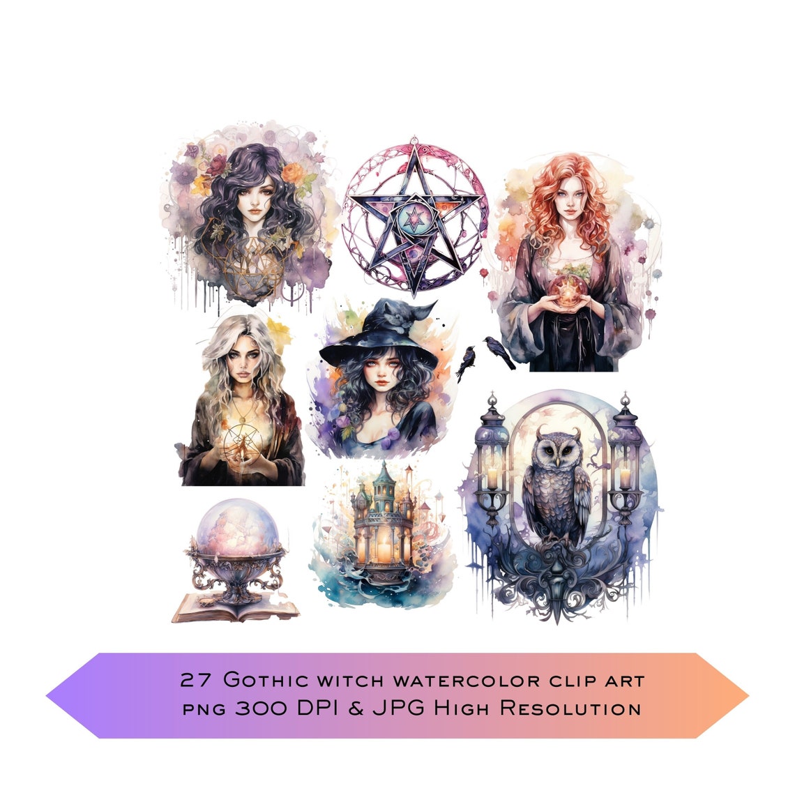 27 PNG Watercolor Pastel Halloween Png Pastel Horror Png Witchy Png ...