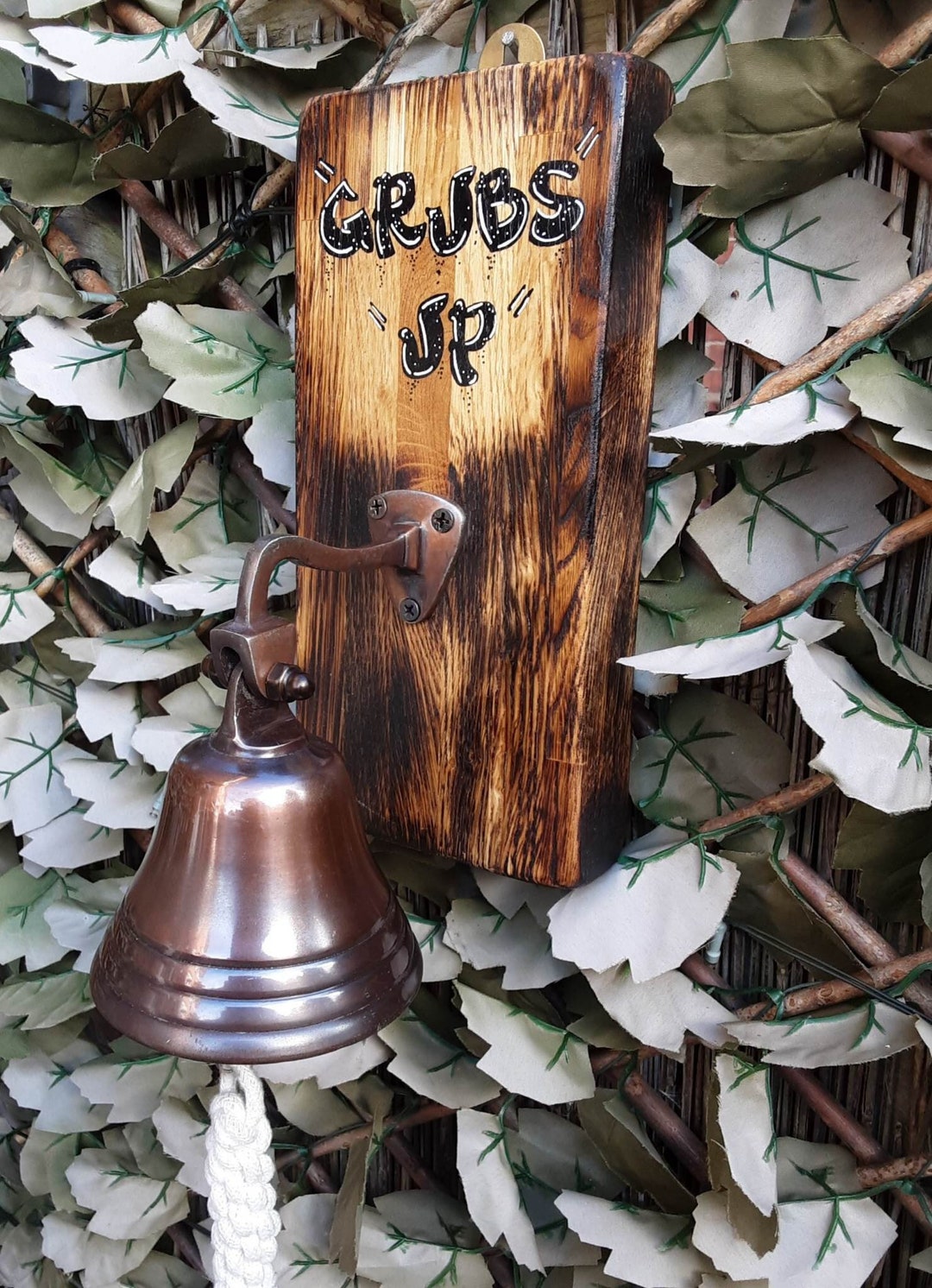 Grubs up ..... Solid Oak Sign With Bell - Etsy