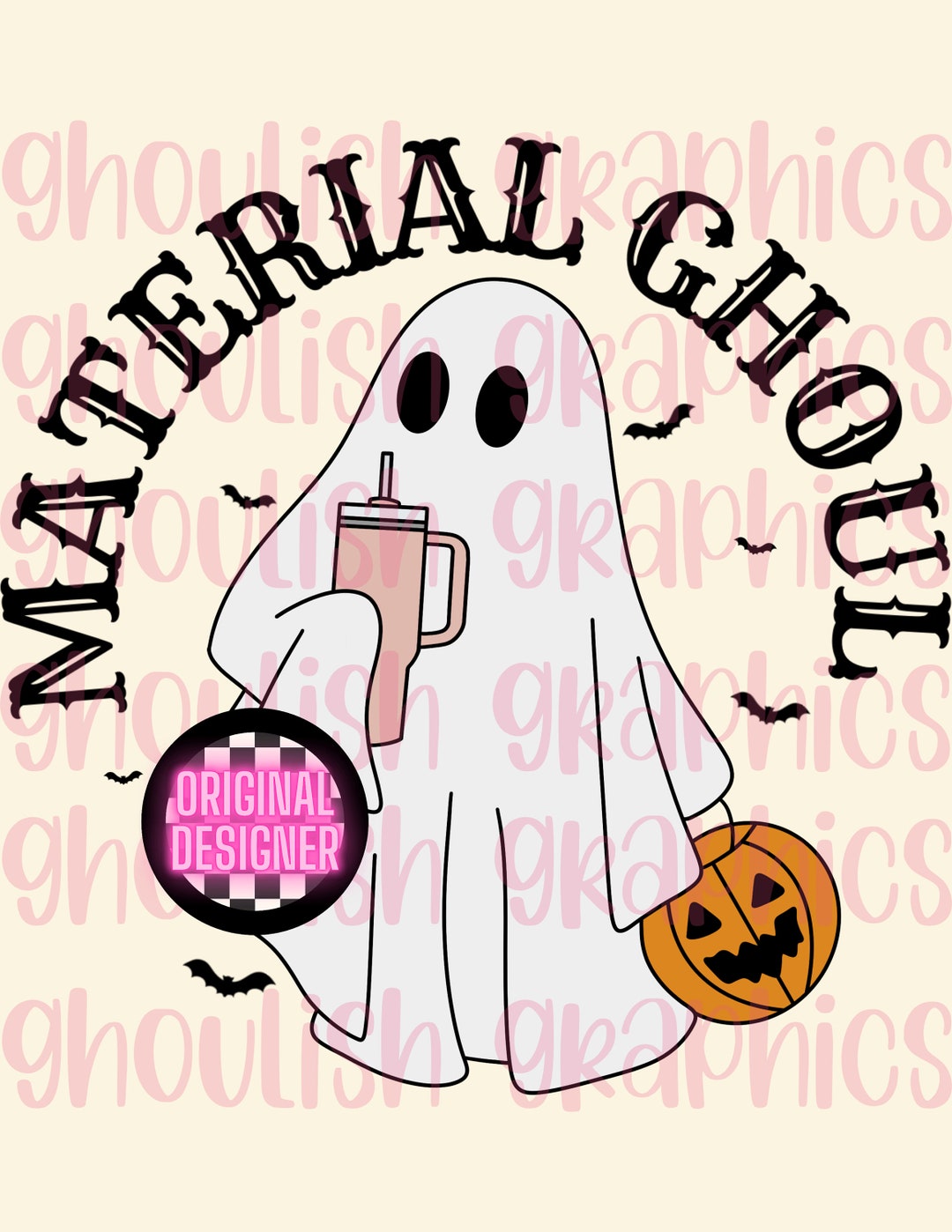 Material Ghoul Stanley Tumbler Inspired PNG Sublimation Design Download DTF Print Sticker Retro ...