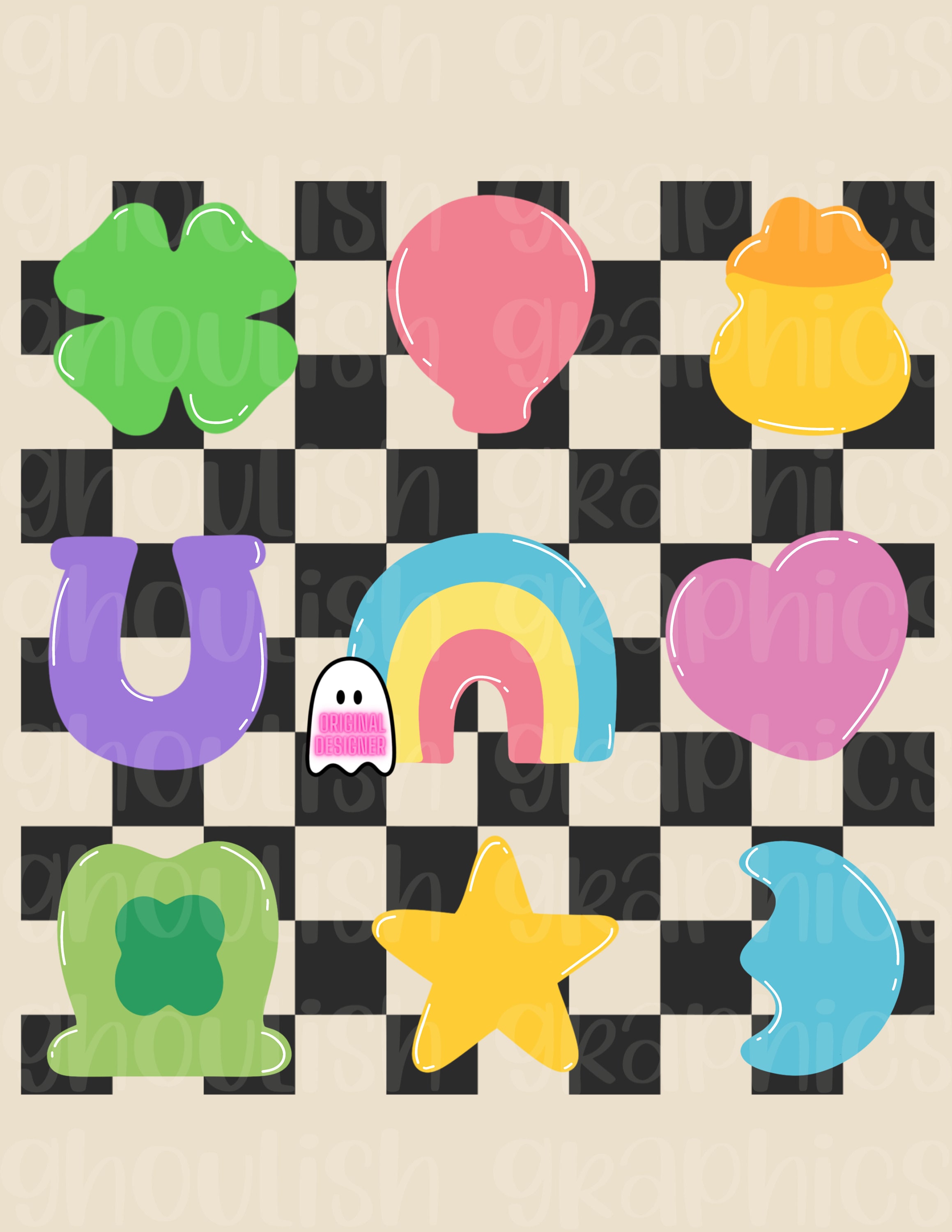 Checker Board Lucky Charms Boujee PNG Sublimation Design Download DTF ...
