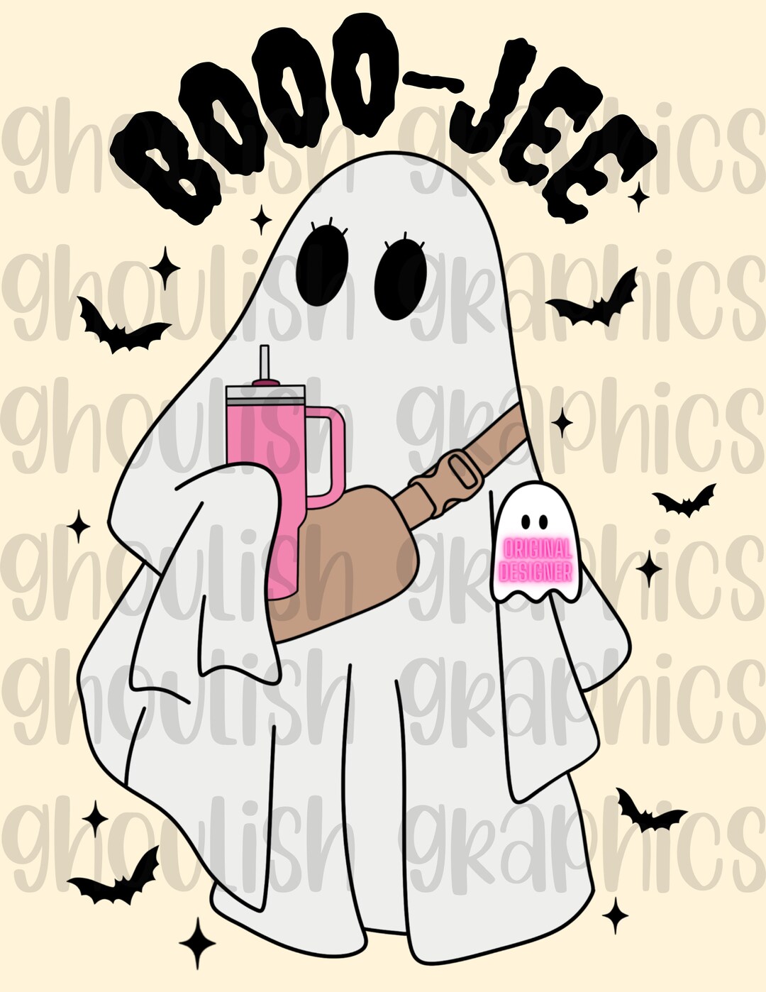 Boojee Ghost Stanley Tumbler Inspired PNG With Bag Sublimation Design ...