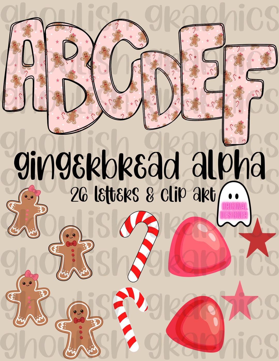 Gingerbread Alpha Set PNG | Sublimation Design Download | Christmas ...