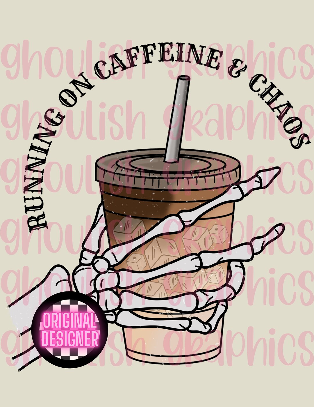 Running on Caffeine and Chaos PNG Sublimation Design Download DTF Print ...