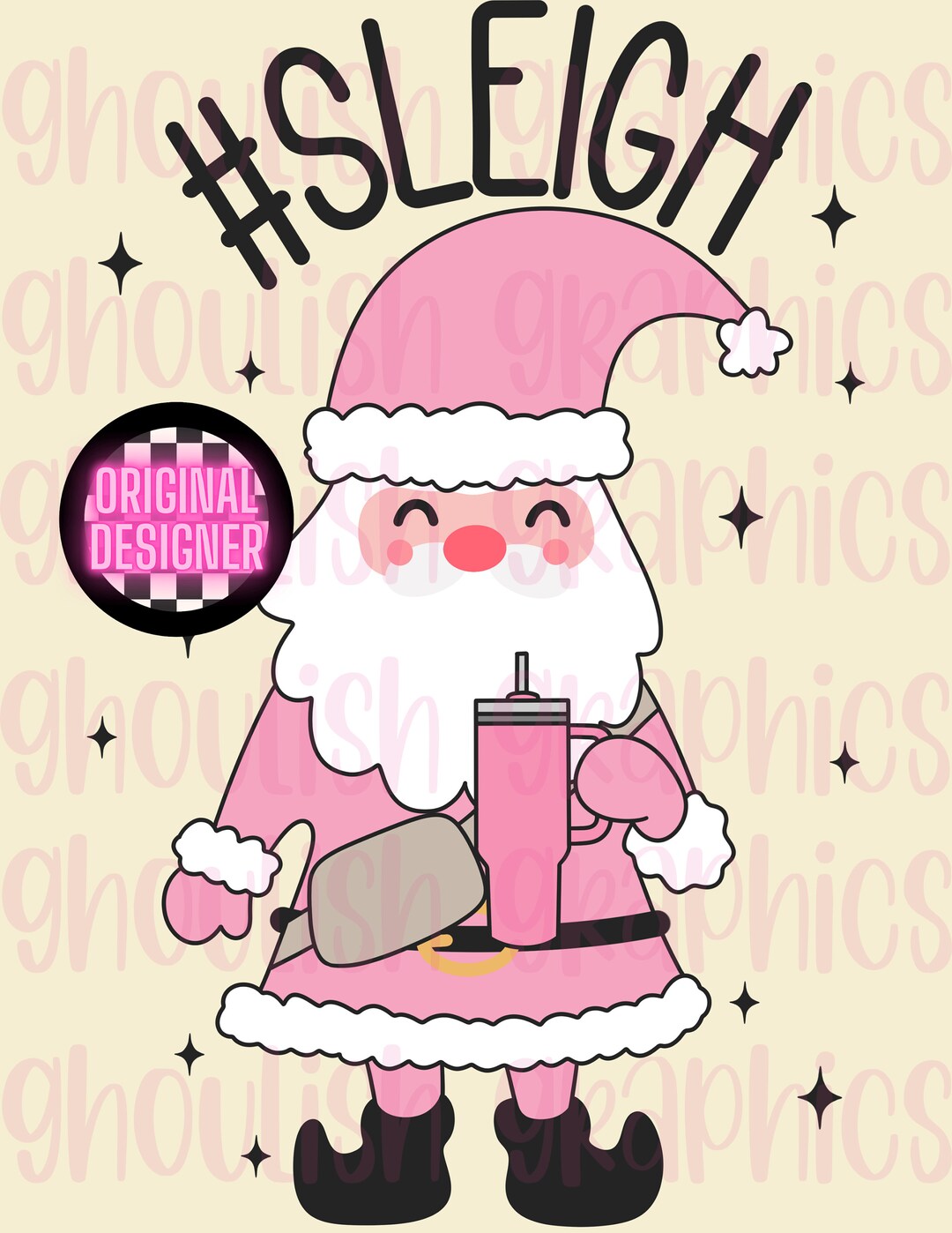 Sleigh Bougie Santa Stanley Tumbler Inspired Belt Bag PNG Sublimation ...