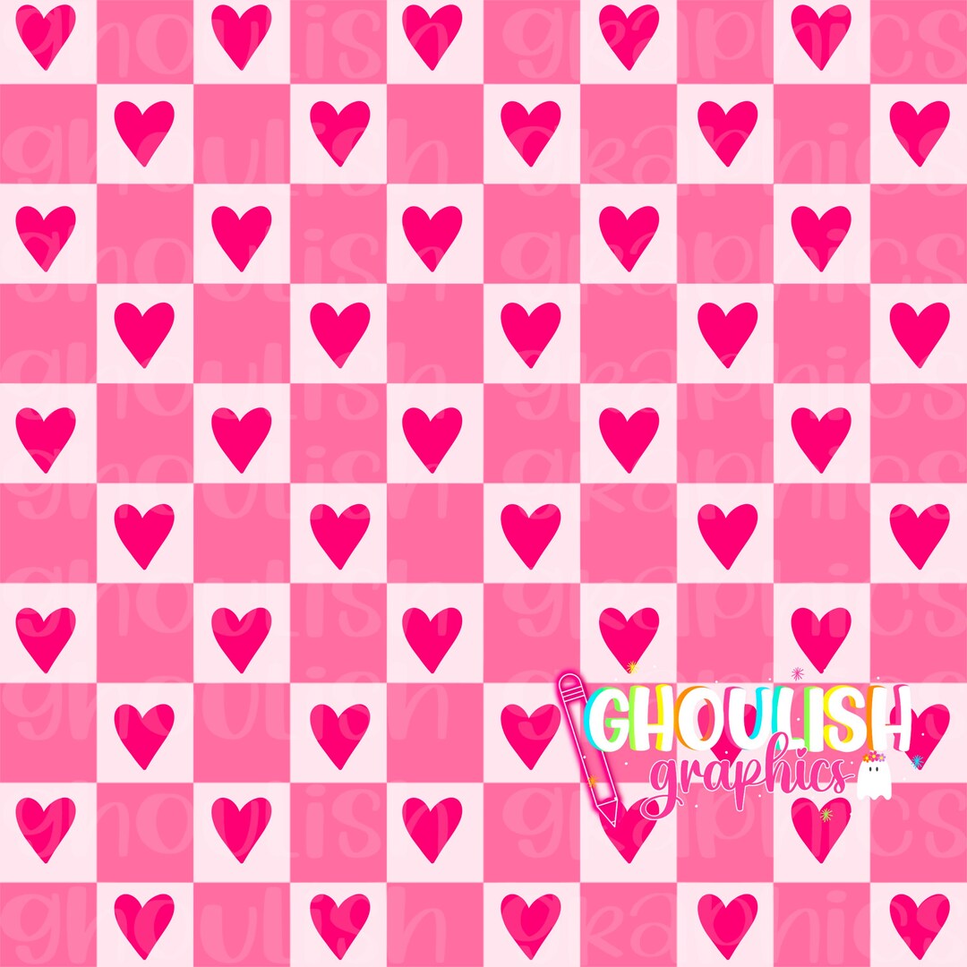 Checkered Hearts Valentines Day Seamless Pattern Cute Holiday Cord - Etsy