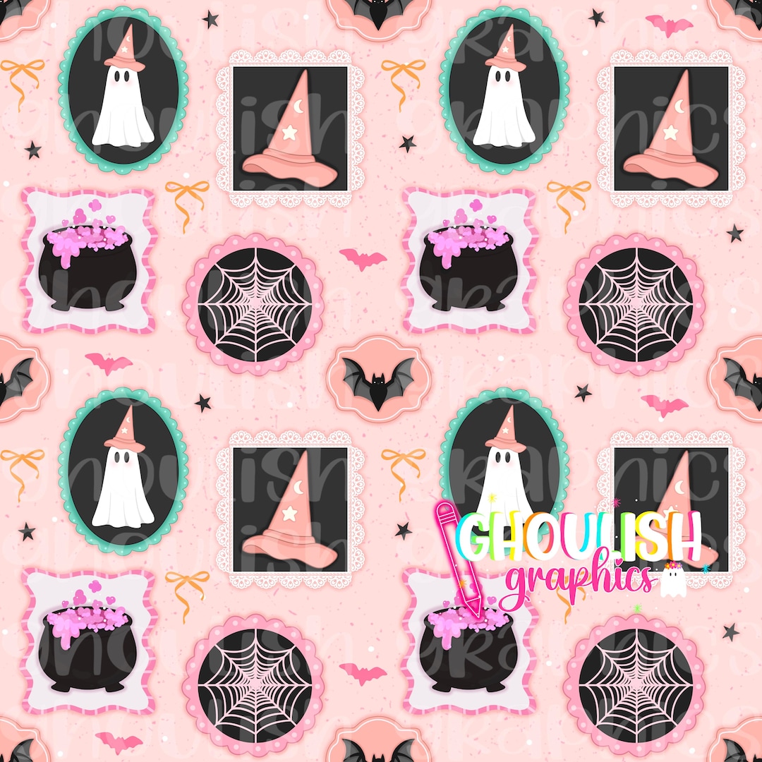 Spooky Cute Antique Halloween Frames Seamless Pattern Digital Download ...