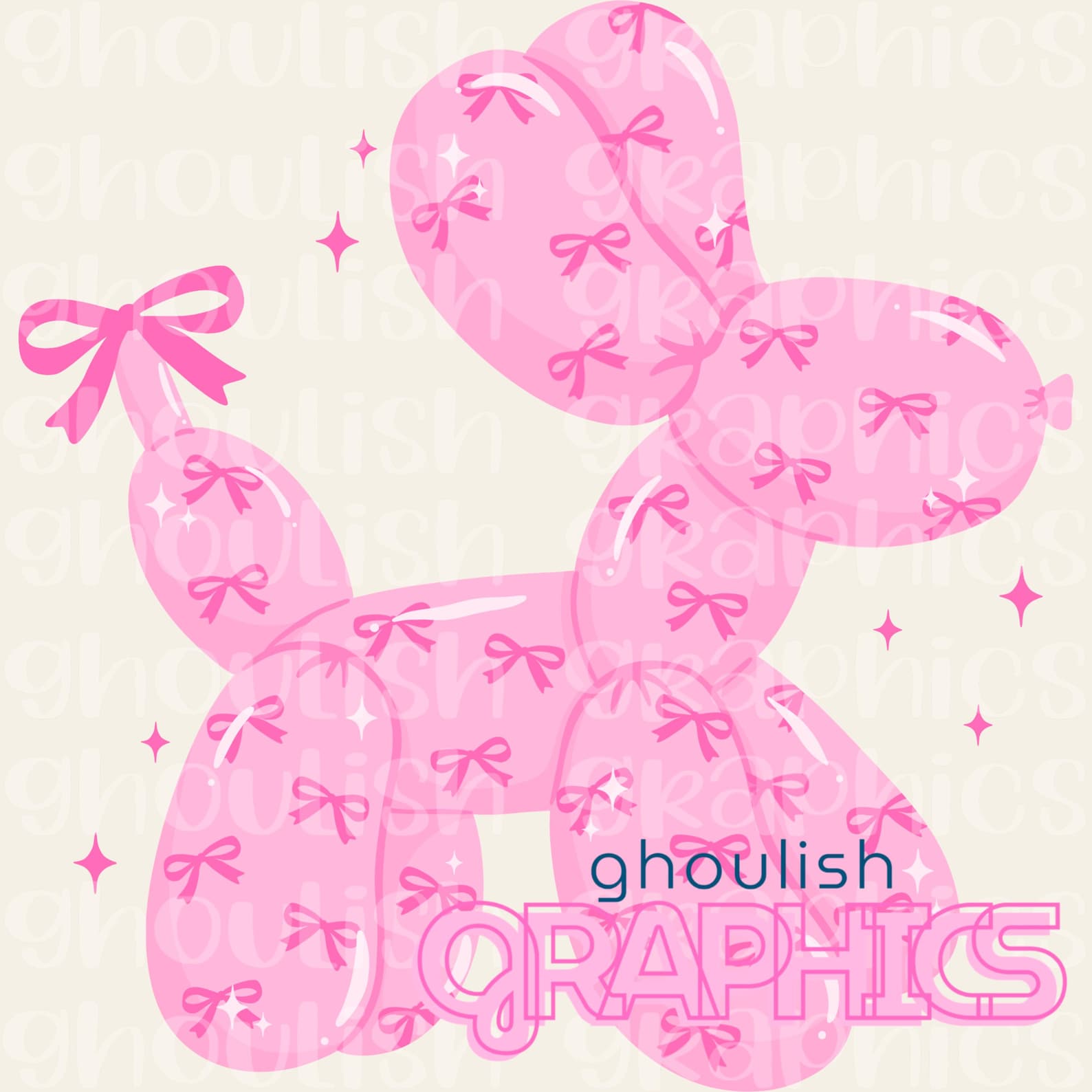 Coquette Bow Pink Balloon Dog PNG Digital Download Tshirt Sticker ...