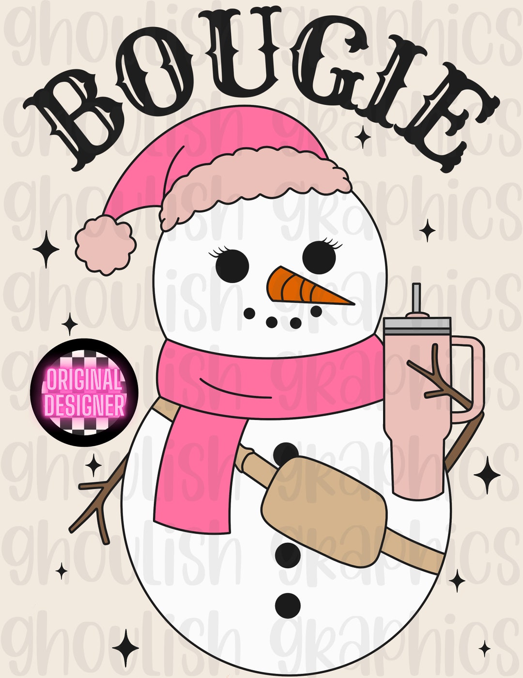 Boojee Snowman Bougie Snowman Stanley Tumbler Belt Bag Inspired PNG ...