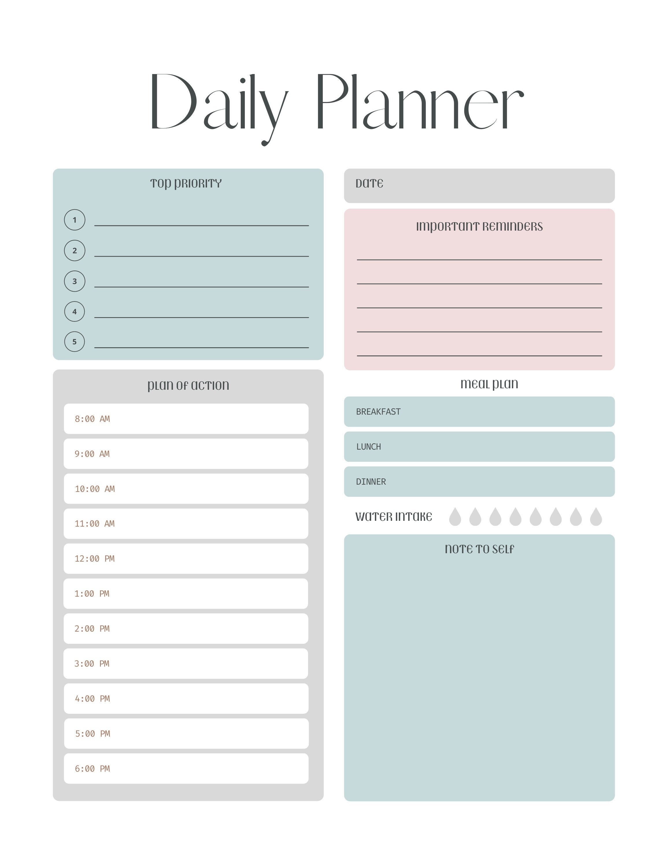 Daily Planner PDF Download - Etsy