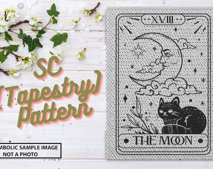 The Moon Tarot Card SC Crochet Pattern, Tapestry Crochet Pattern ...