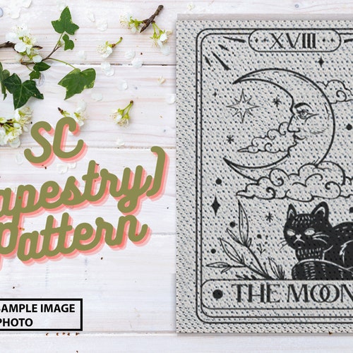 The Moon Tarot Card SC Crochet Pattern Tapestry Crochet - Etsy