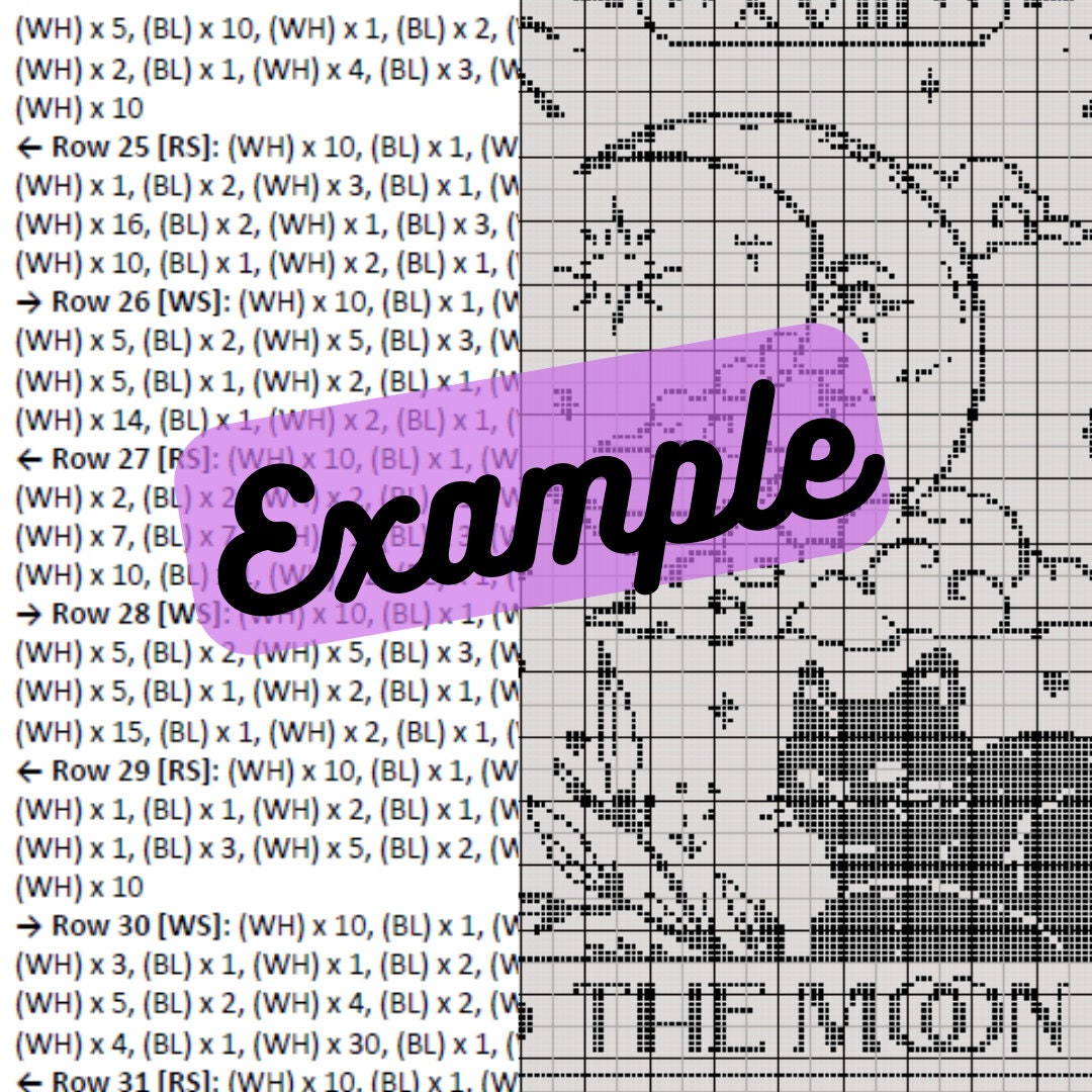 The Moon Tarot Card SC Crochet Pattern, Tapestry Crochet Pattern ...