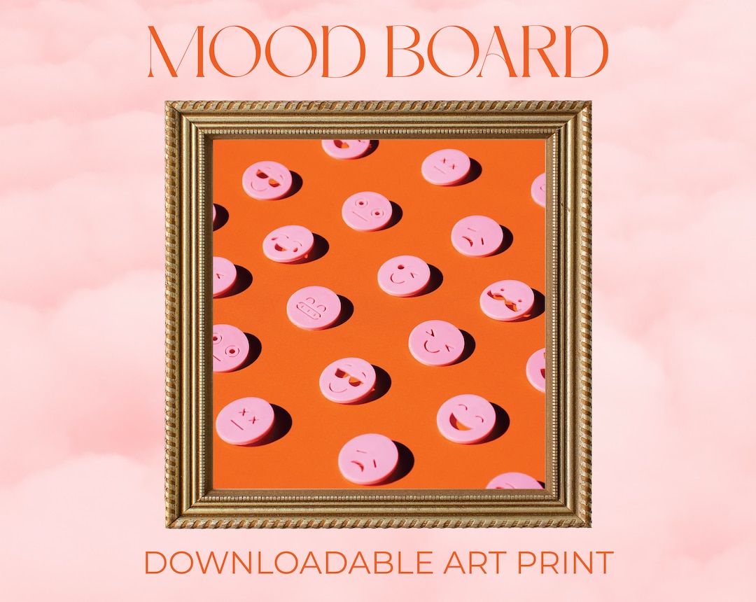 MOOD BOARD Smiley Face Wall Print Colorful Digital Download Photo Print ...
