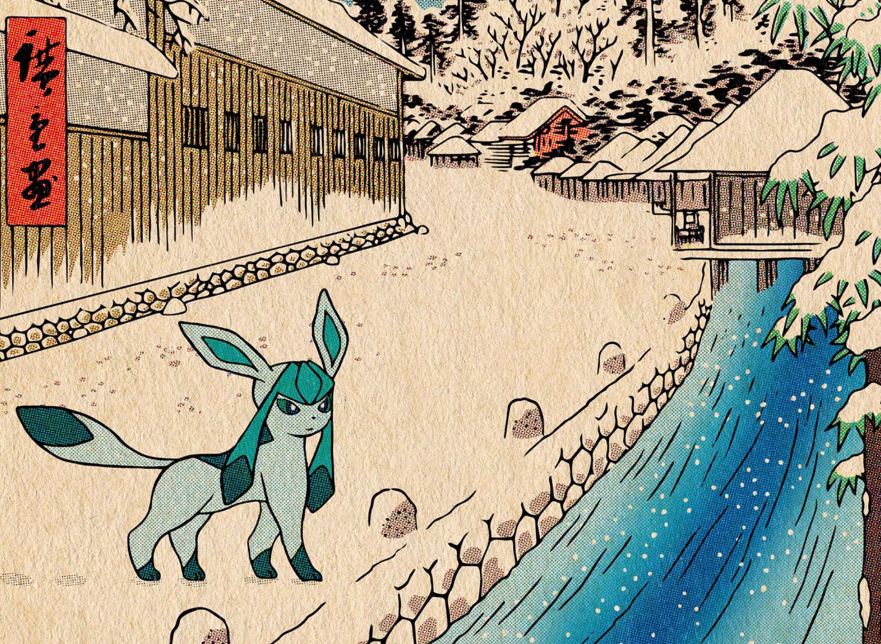 Glaceon Pokemon Art - Digital Download - Japanese Painting Inspired ...