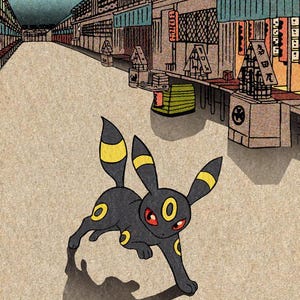 Umbreon Pokemon Art - Digital Download - Japanese Painting Inspired ...