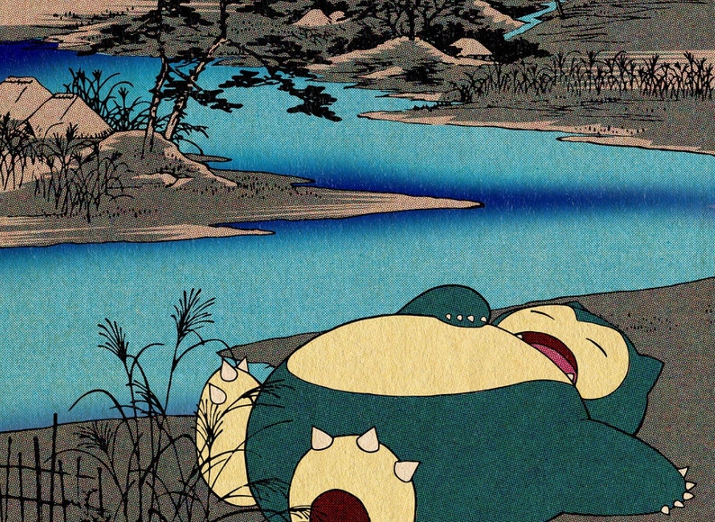 Snorlax Pokemon Art - Digital Download - Japanese Painting Inspired ...