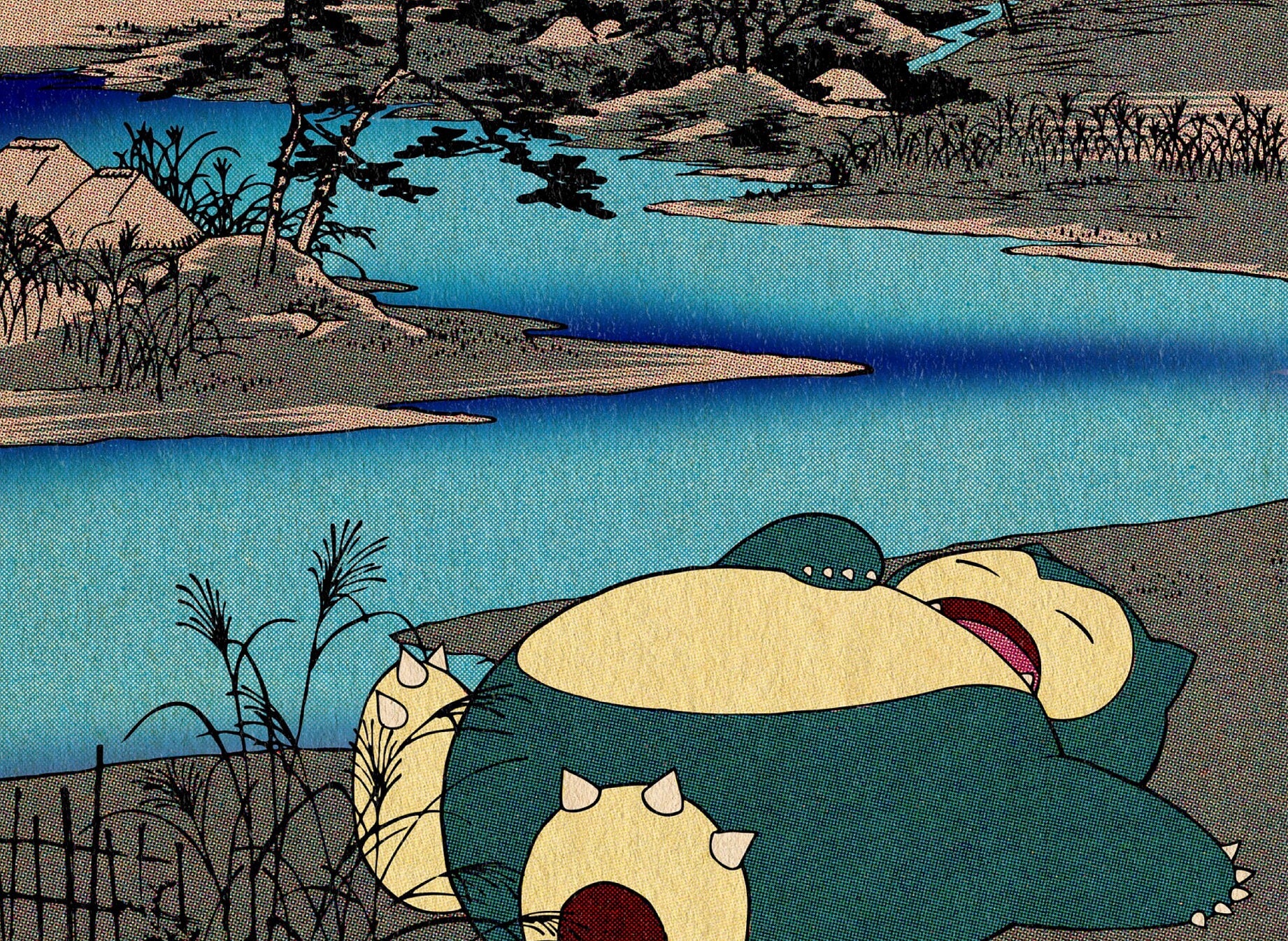 Snorlax Pokemon Art - Digital Download - Japanese Painting Inspired ...