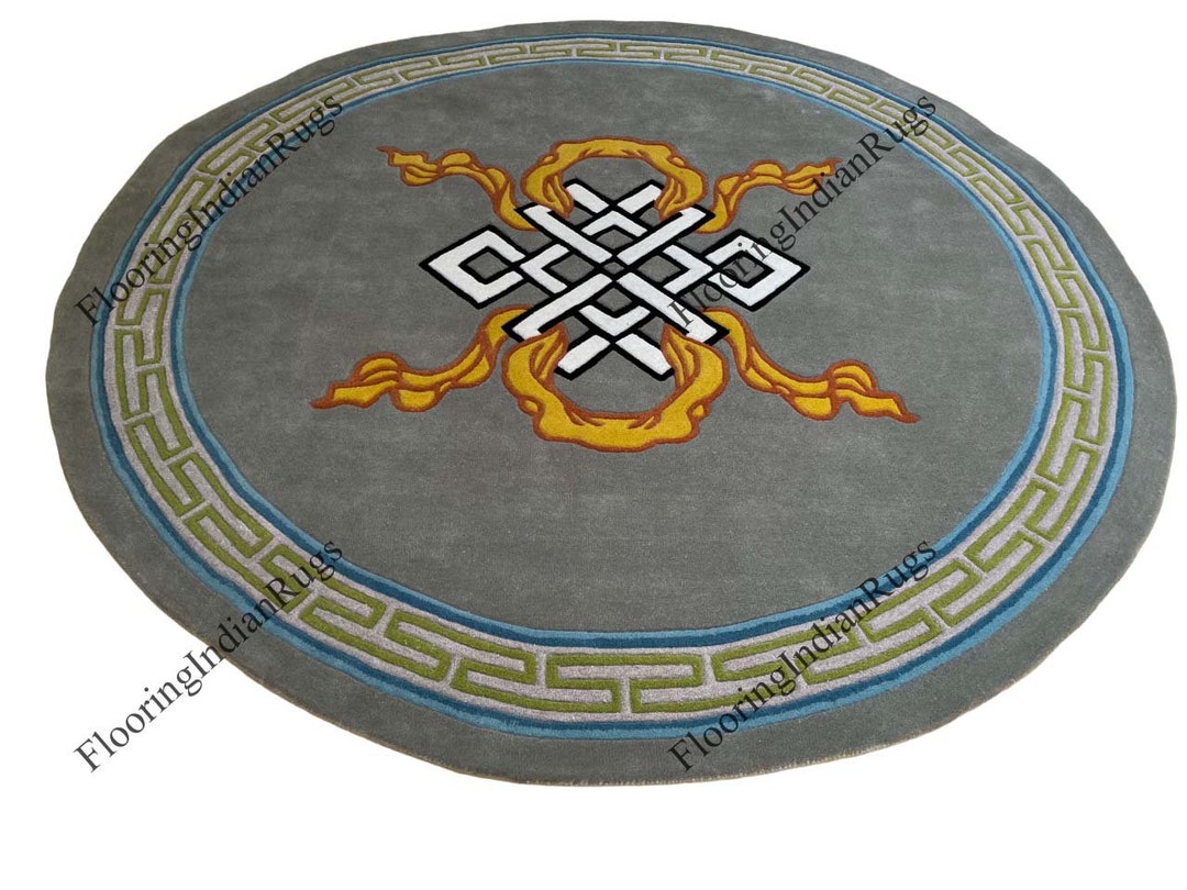 Handmade Kargil Design Round Woolen Area Rugs for Living Room, Bedroom ...