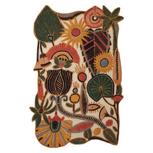 Irregular Shape Floral Area Rug Loop/cut With Hand Carved for Your Home ...