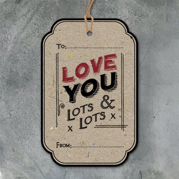 Love You Gift Tag Labels Pack of 6 / Valentine's Day ECO Kraft Tag ...