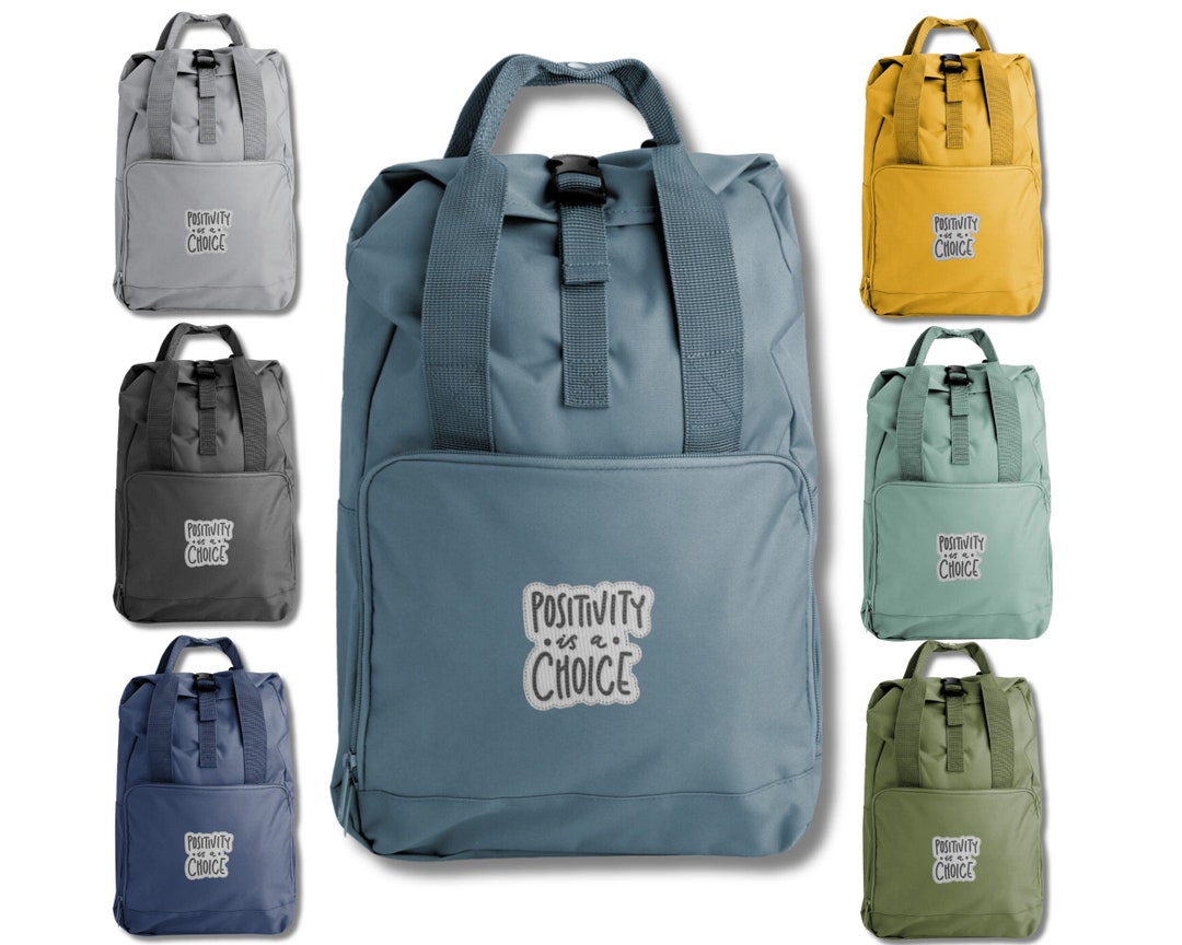 Roll-top Backpack, Backpack With Handles, Blue Backpack, Positivity ...
