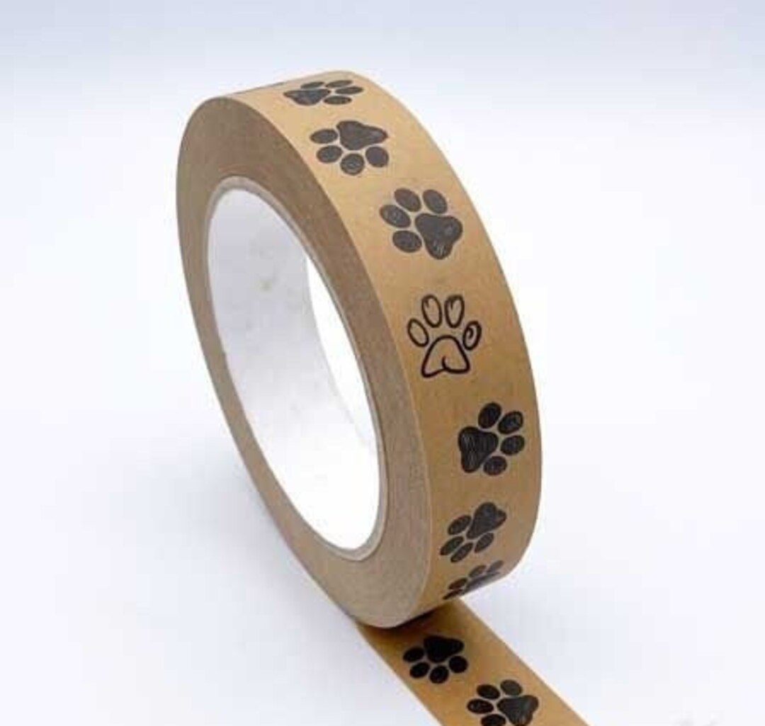 Paw Print Paper Tape 24mm, Dog Pattern Packaging Tape, Eco-friendly ...