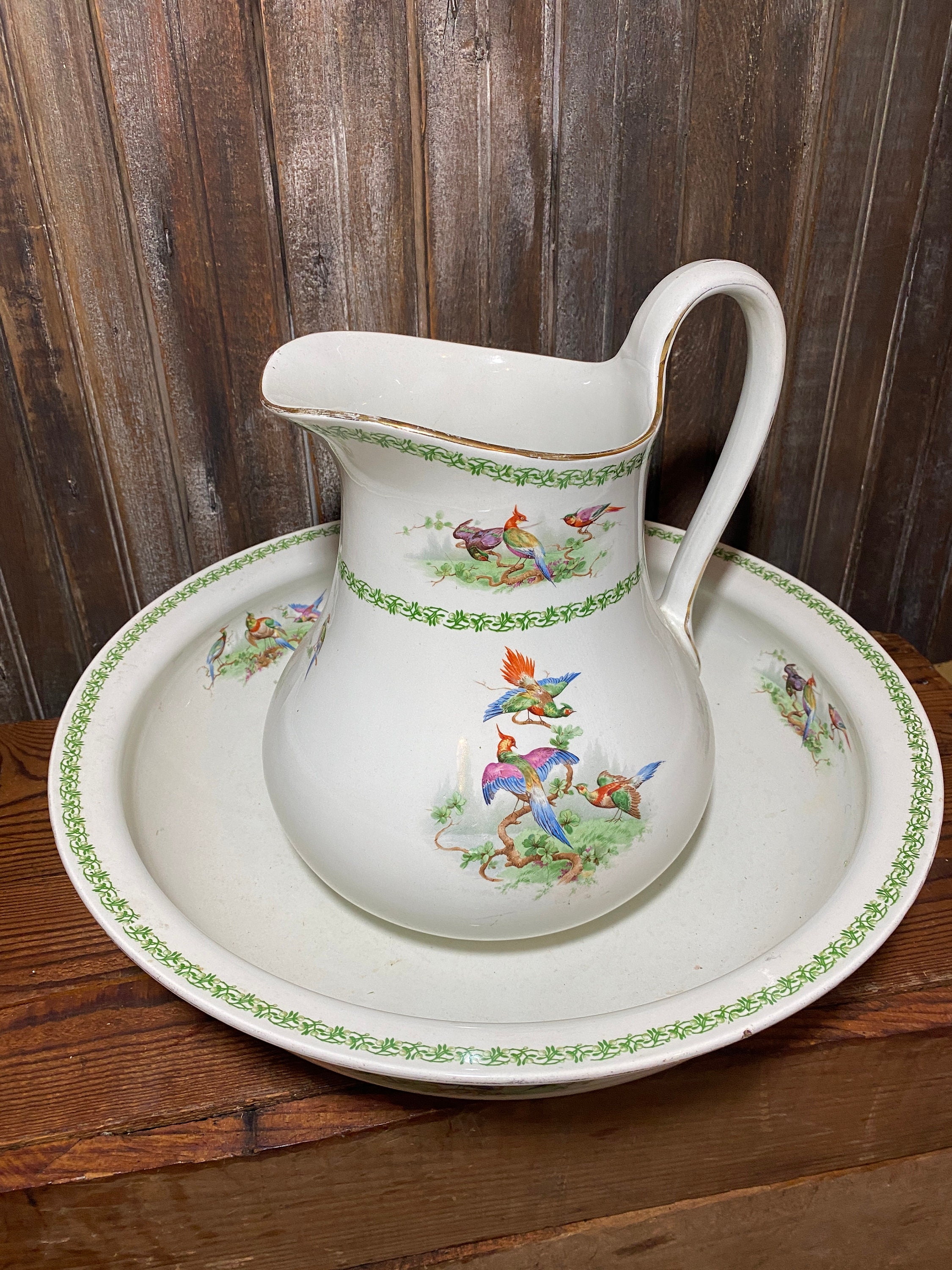 Pheasant Pitcher & Wash Basin Set - Etsy