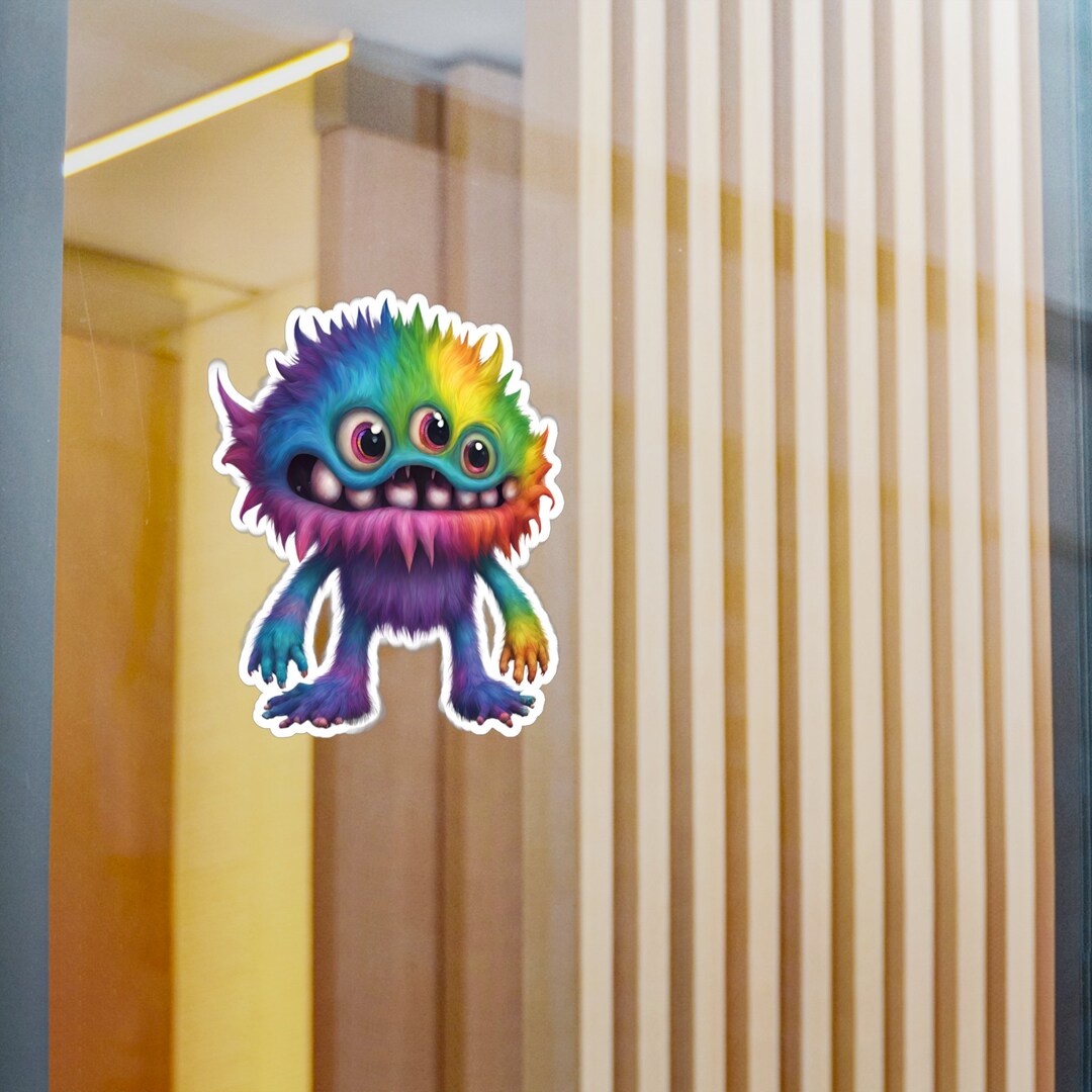 Rainbow Cuddle Monster Colorful Decals Office Accessories - Etsy