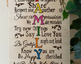 Handmade Wooden Quote Plaque House Decoration Pyrography Wall Hanging ...