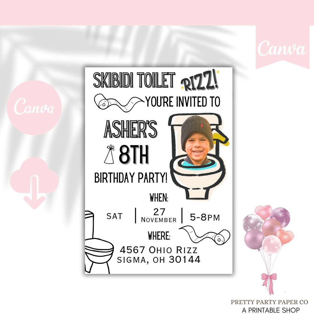 Skibidi Toilet Party Invitation | Editable Digital Download ...