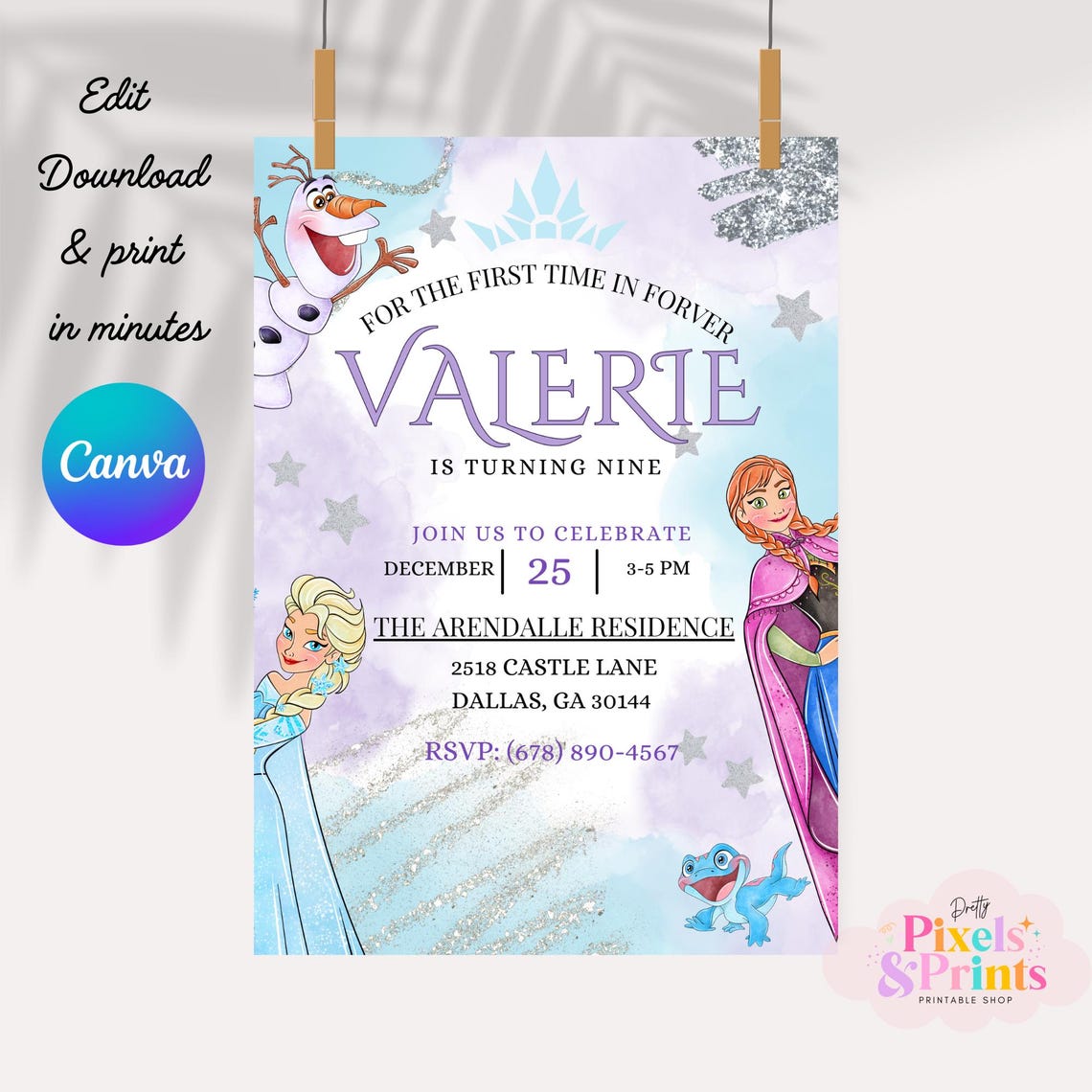 Editable Frozen Birthday Invitation Template Frozen Birthday Invite ...