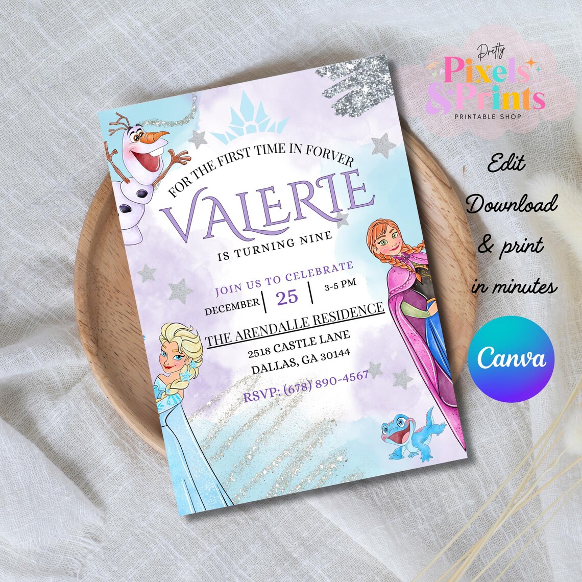 Editable Frozen Birthday Invitation Template Frozen Birthday Invite ...
