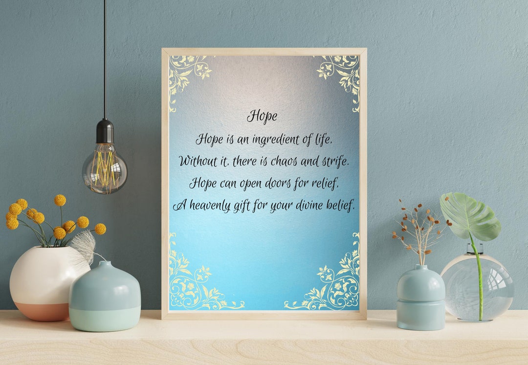 Digital Inspirational Poem, Wall Art, Display, Hope - Etsy