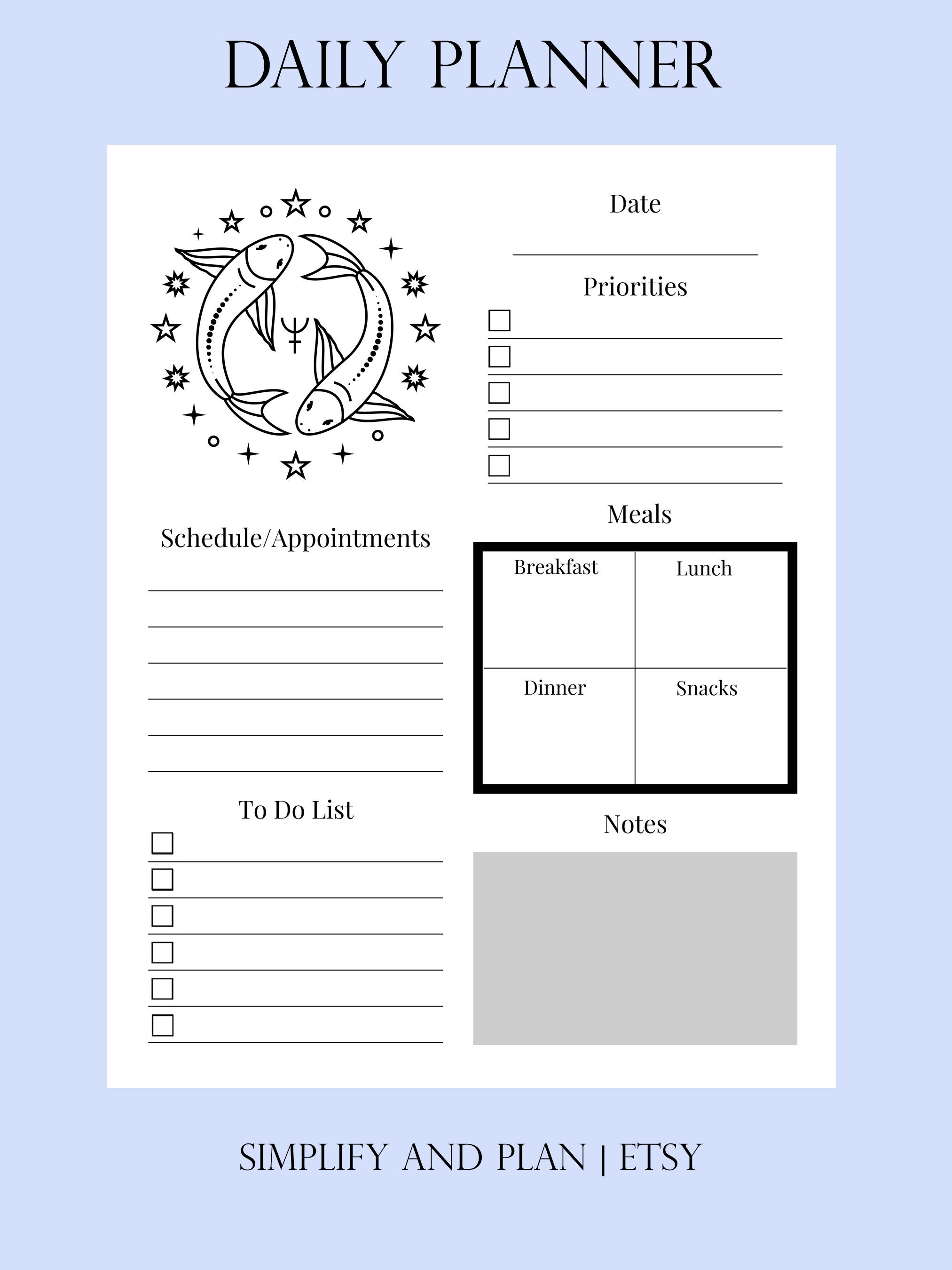 Zodiac Sign Daily Planner Bundle Printable PDF Digital Planner ...