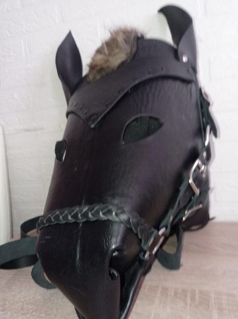 Horse Mask Leather Horse Mask, Gaul Mask Roll Play Pony Horseplay Mask ...