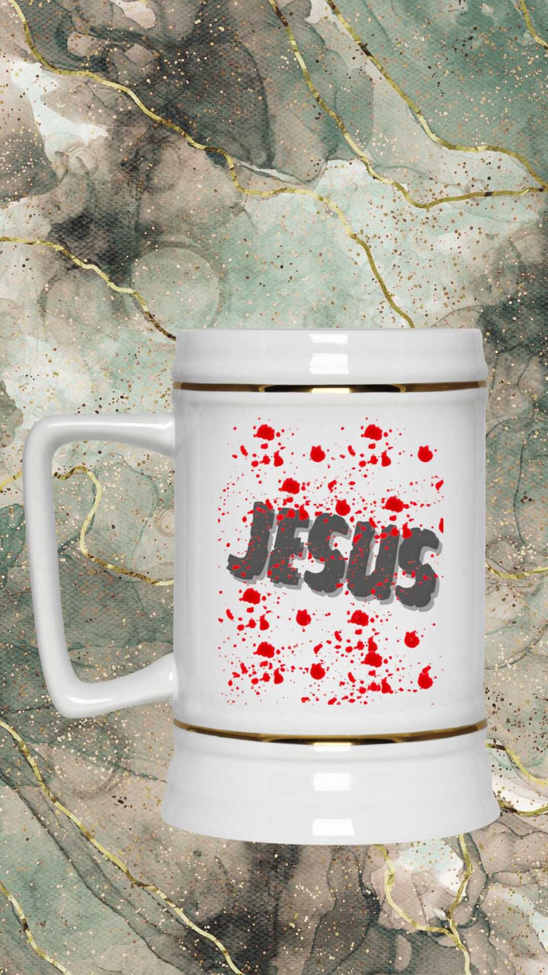 Blood of Jesus Beer Stein 22oz. | Christian Mug | Jesus Mug | Bible ...