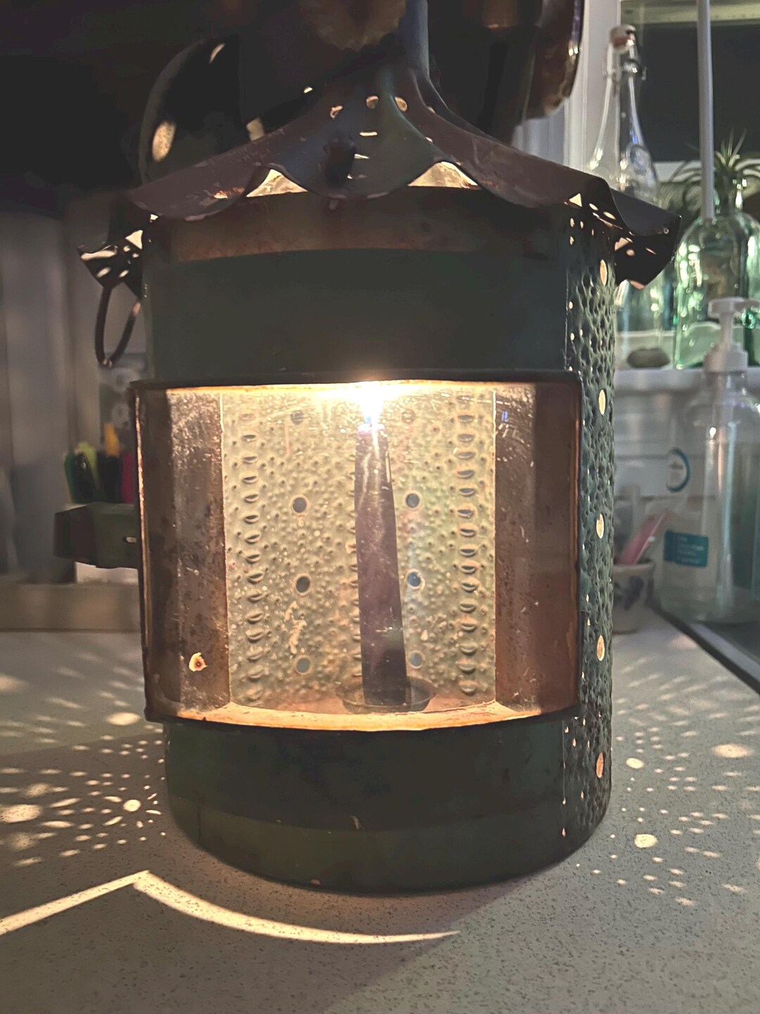 Vintage Metal Folk Art Painted Primitive Candle Lantern - Etsy