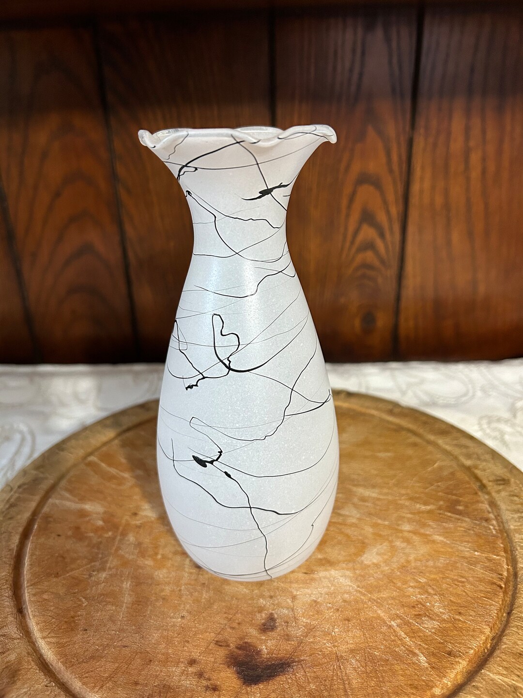 Vintage MCM Spaghetti Vase Black & White HAZEL ATLAS - Etsy