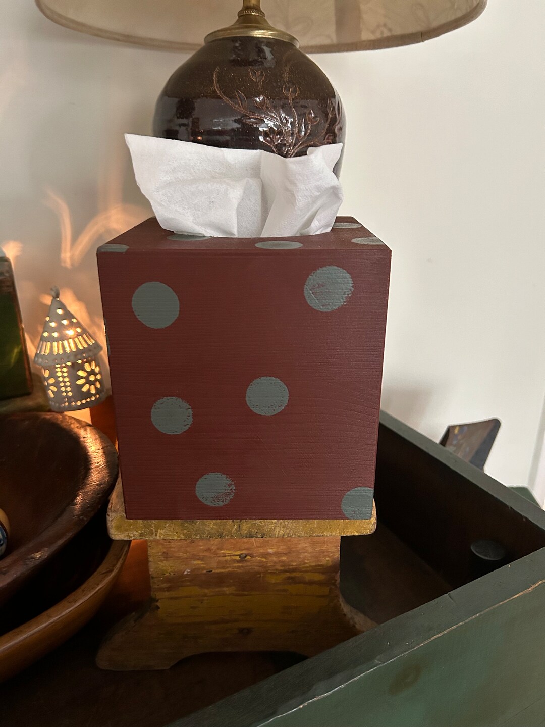 Primitive Wooden Tissue Box Cover - Etsy