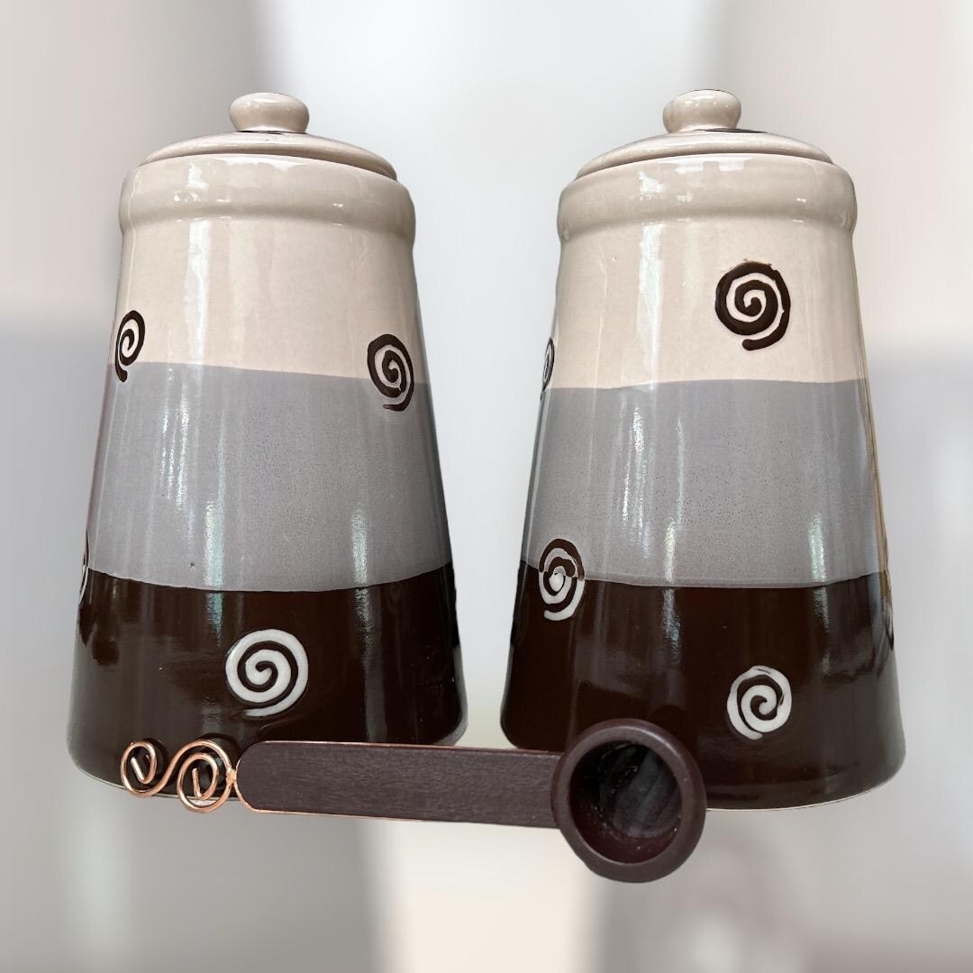 Set of Modern Pottery Cannisters - Etsy