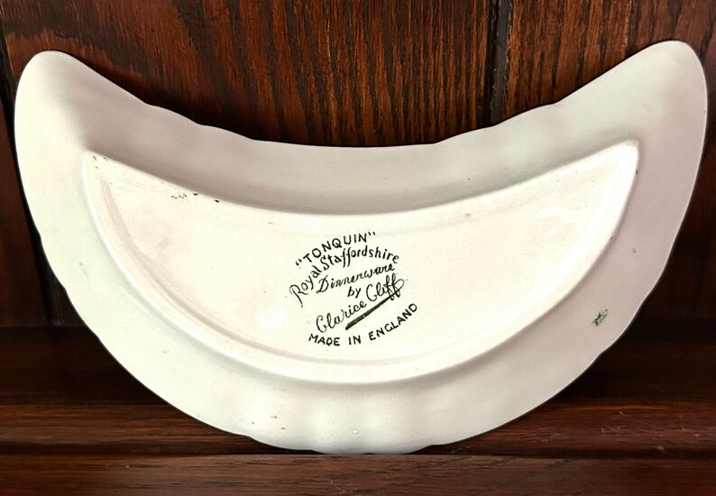 Antique Royal Staffordshire TONQUIN by CLARICE CLIFF Bone Dish in Green ...