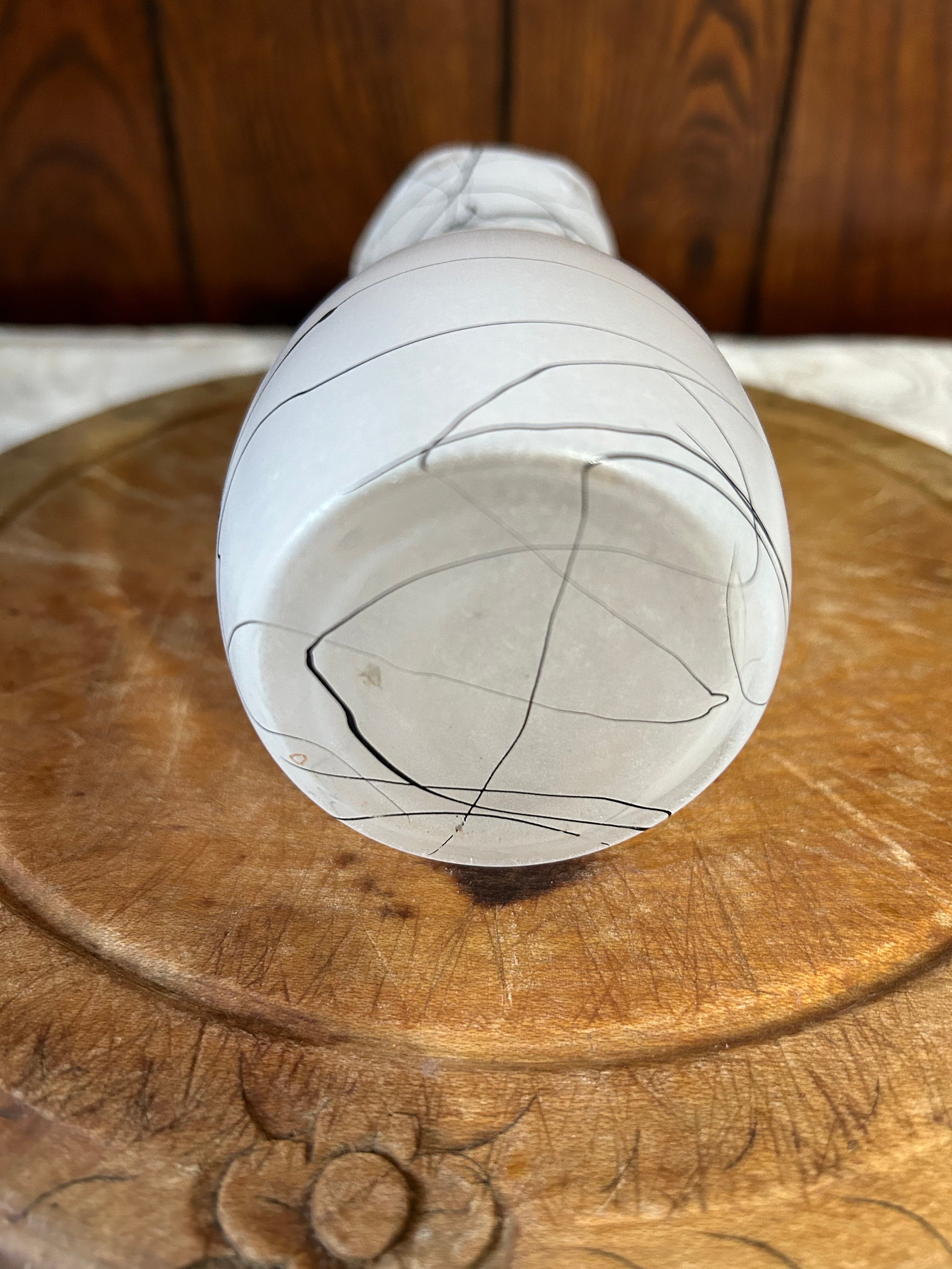 Vintage MCM Spaghetti Vase Black & White HAZEL ATLAS - Etsy