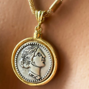 Two Faced Gold Plated Byzantine Coin Medallion Chain Necklace Jewelry ...