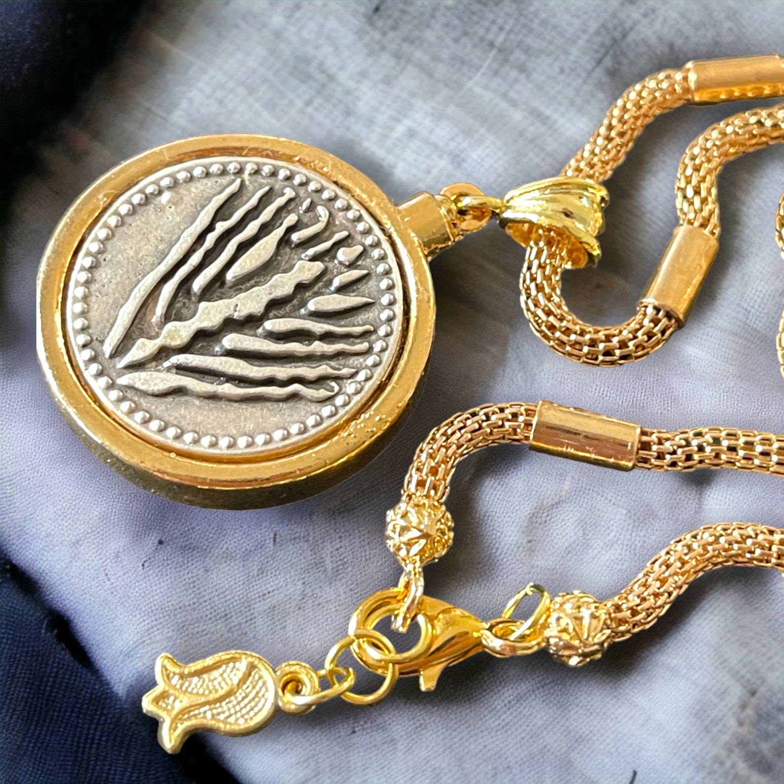 Two Faced Gold Plated Byzantine Coin Medallion Chain Necklace Jewelry ...