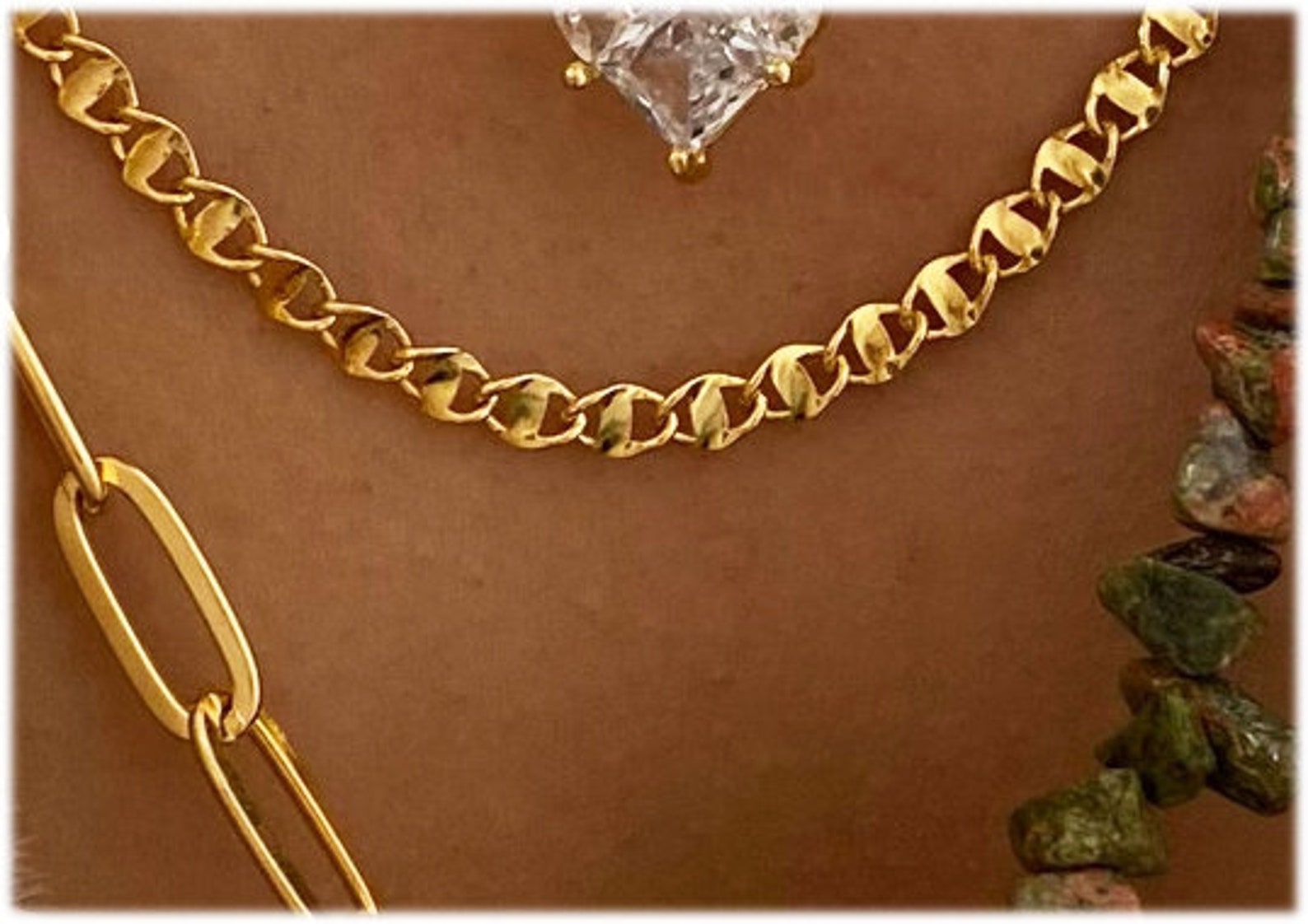 Gold Layered Necklace, 18K Gold Plated Layering Chain Necklace Set ...