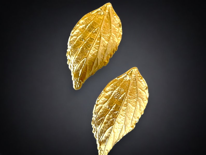 Handmade Gold Plated Leaf Necklace Earrings Set, Gold Statement, Modern ...