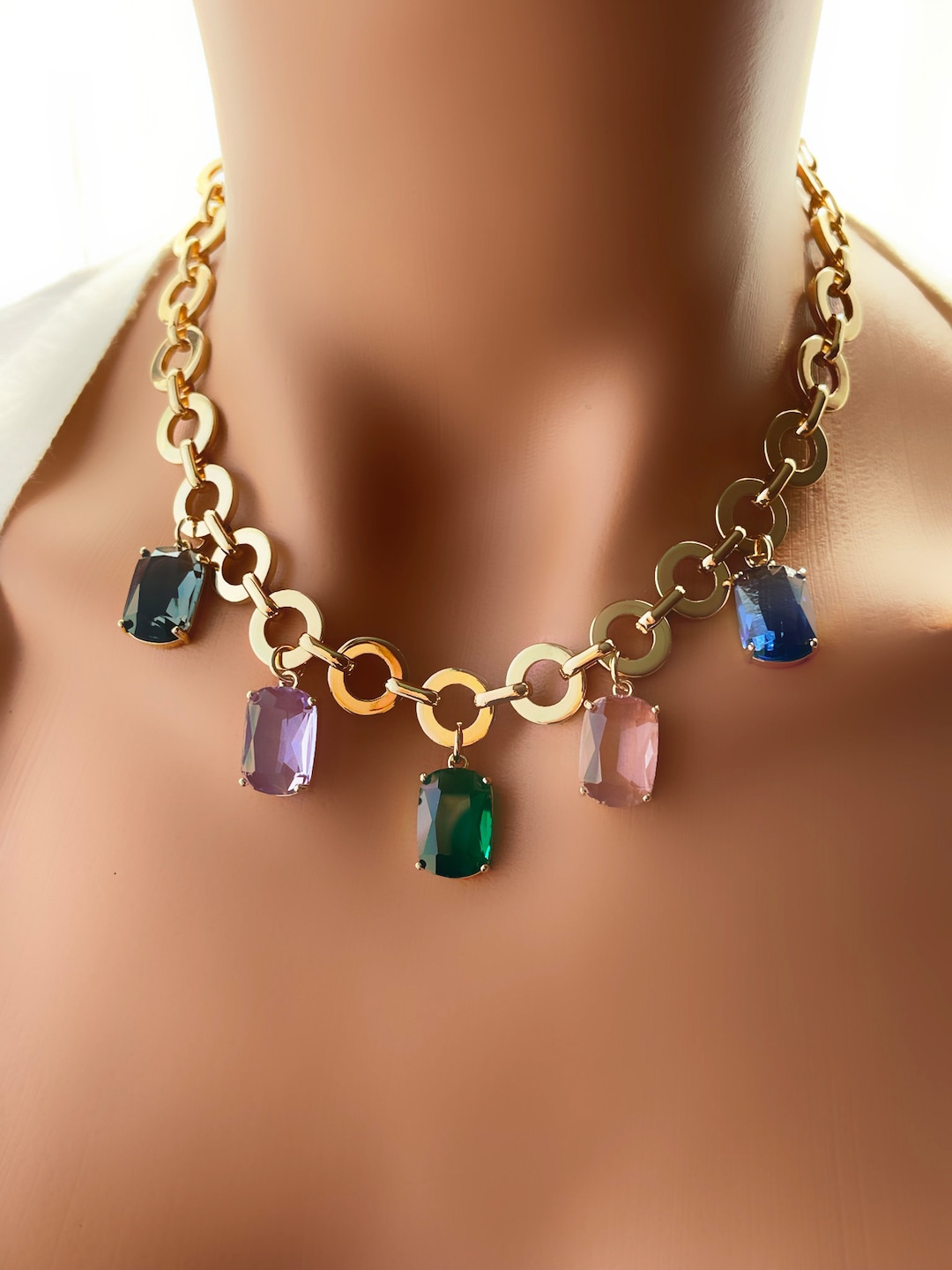 Layered Chunky Chain Necklace, 18K Gold Filled Chain Necklace, Layering ...