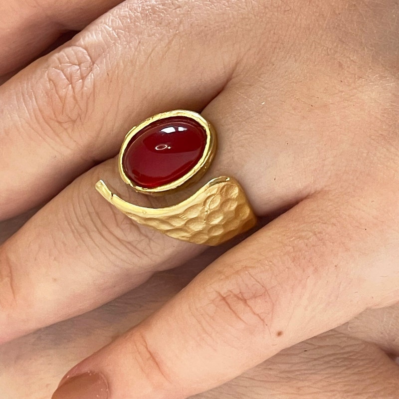 Red Stone Rings in Gold - Etsy